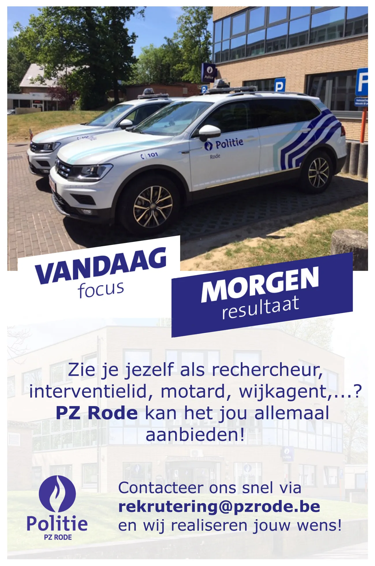 Werken bij de politie? | Lokale Politie Politiezone Rode